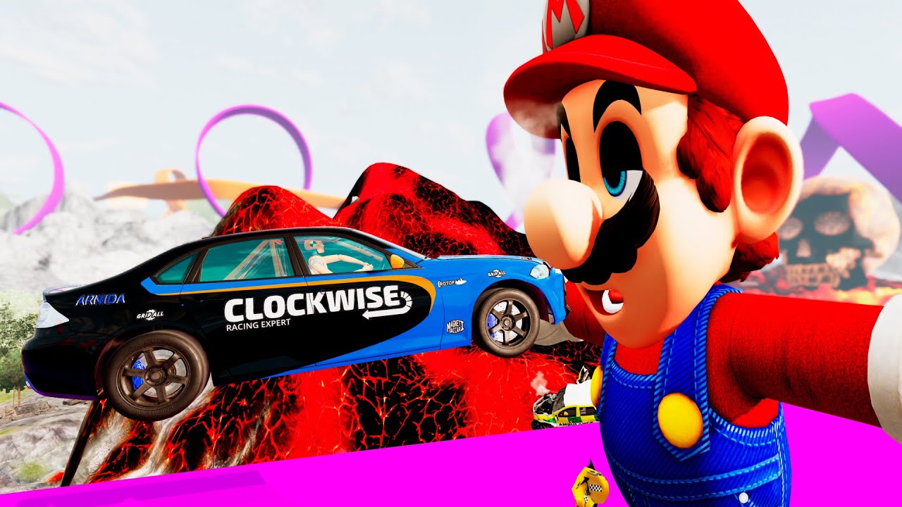Cars vs Giant SUPER MARIO Bros | BeamNG.Drive - YouTube