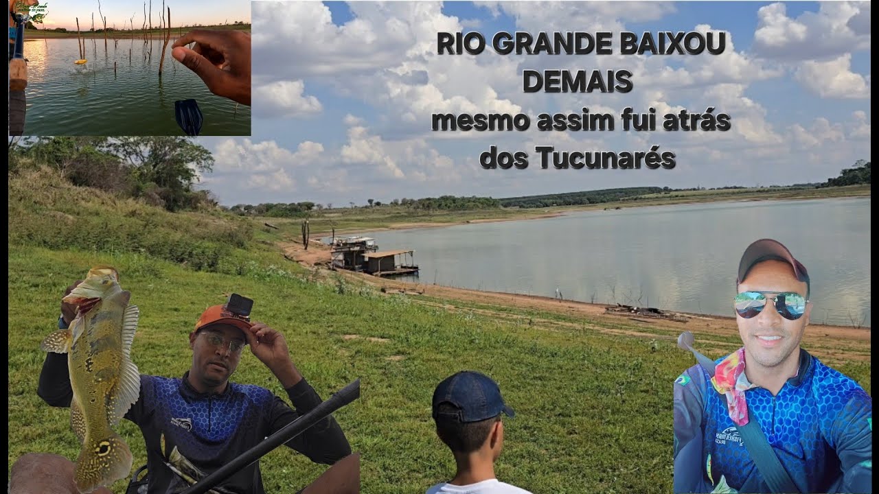 Atrás dos tucunarés no Rio Grande, a água baixou demais. - YouTube