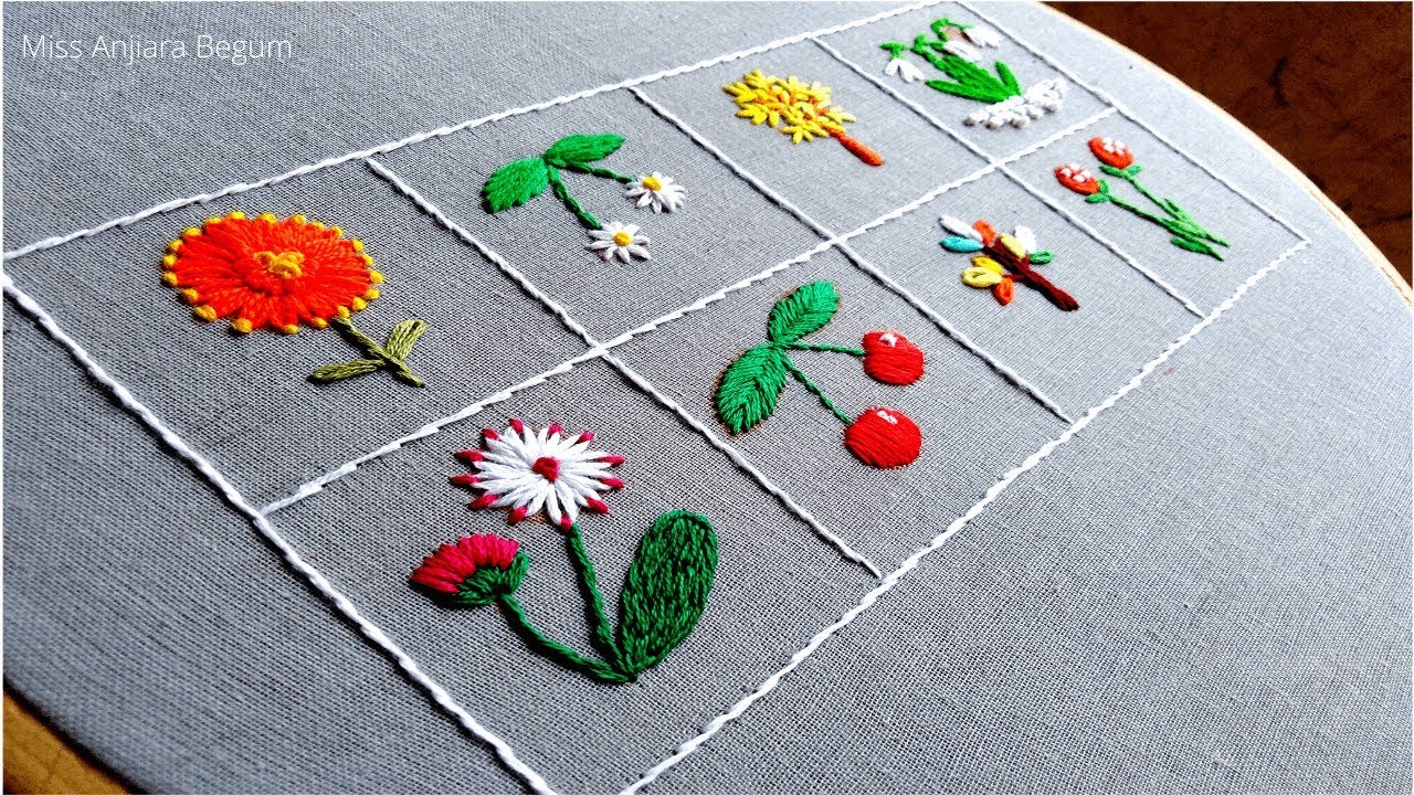 8 Beautiful flowers and fruits Hand Embroidery video,Secrets of ...