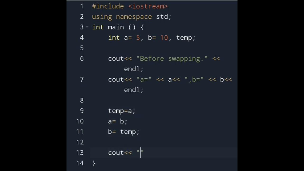 C++ Program to Swap Two Numbers ⚡ #education #c++ #shorts - YouTube