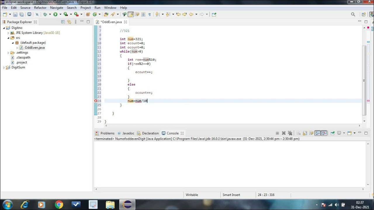 Count Number Of Odd And Even Digits In A Number Java Malayalam Malayalam Code Eureka Youtube