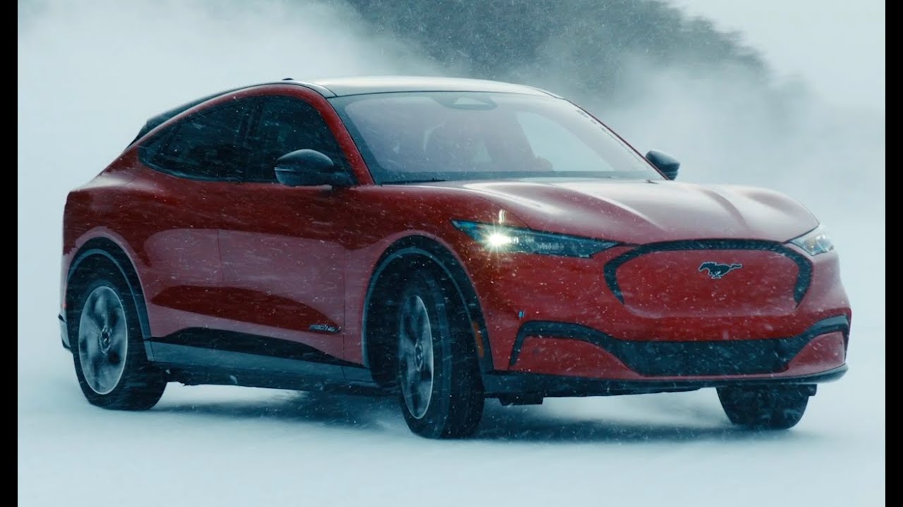 All electric Ford Mustang Mach-E 2021 Drifting, Playing in the Snow ...