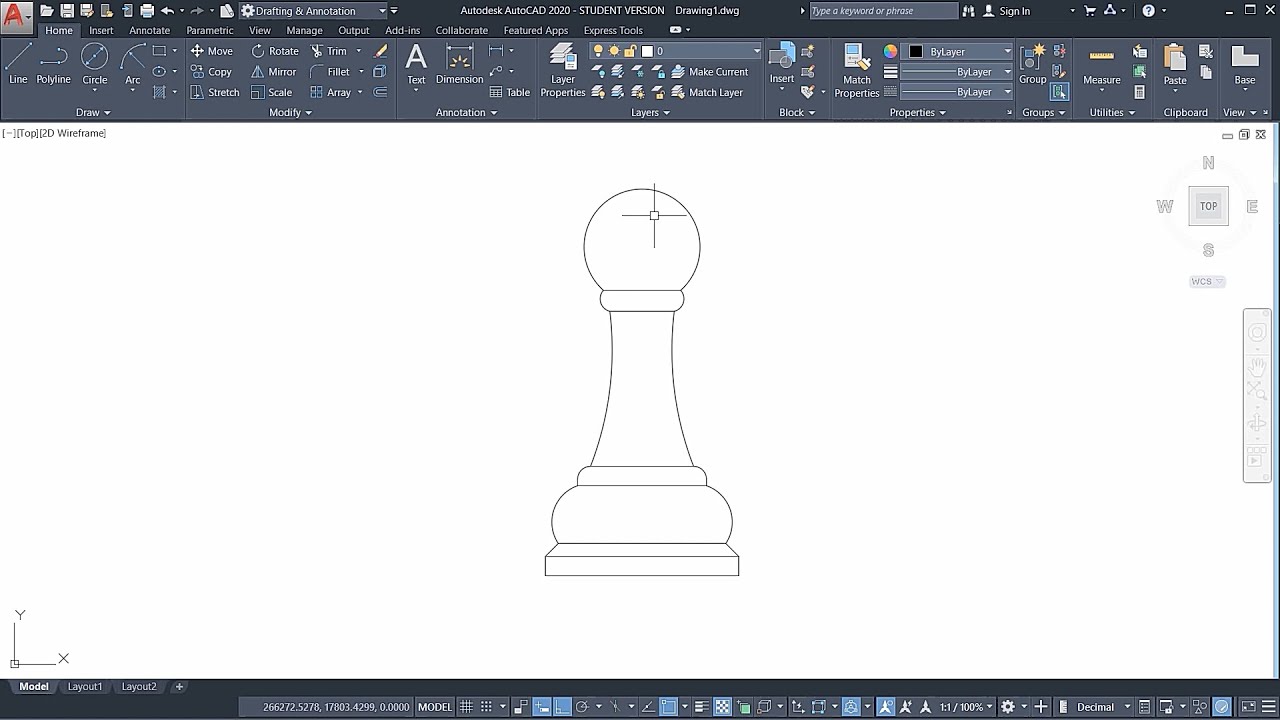 Satranç Piyon Çizimi | Chess Pawn Drawing | Autocad 2D Practice Drawing ...