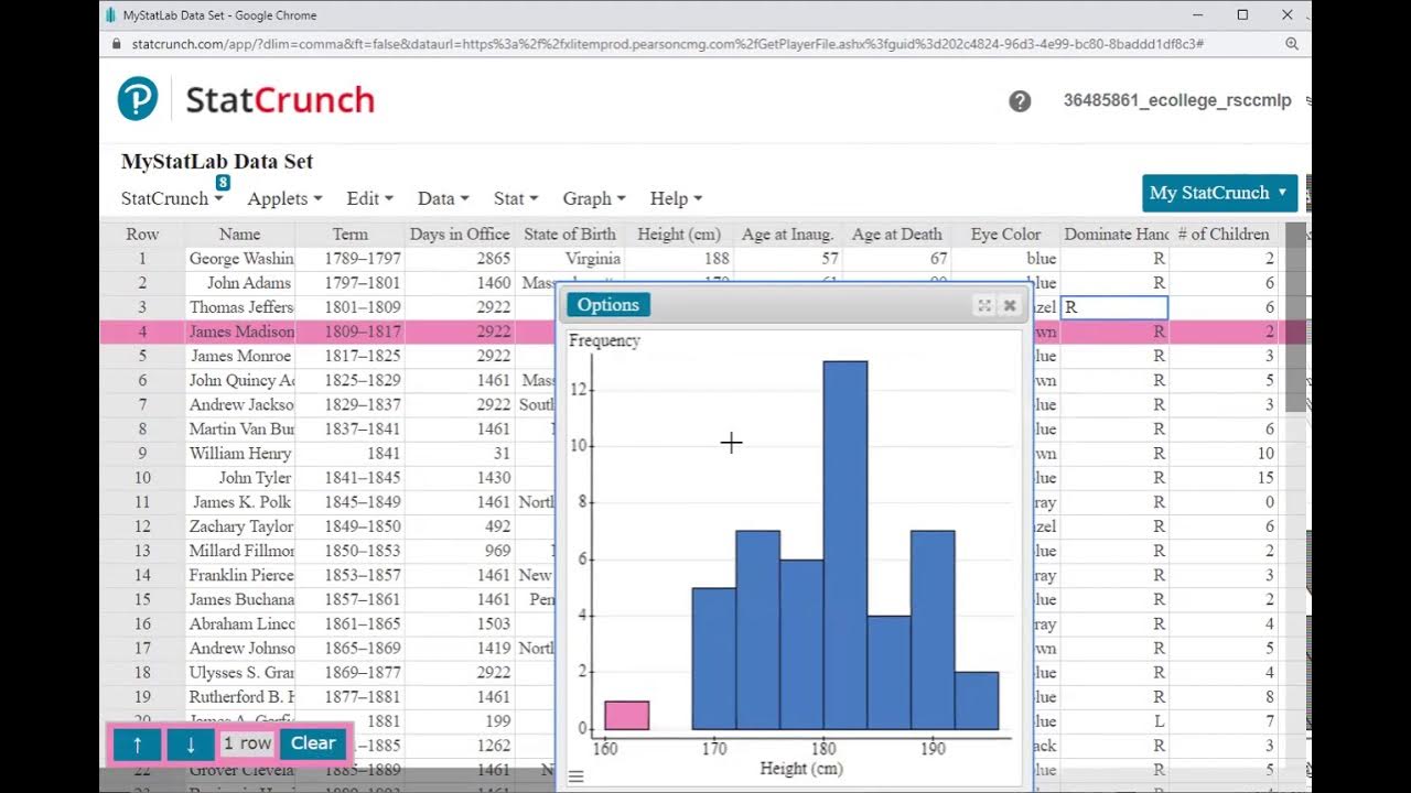 Displaying Quantitative Data in StatCrunch - YouTube