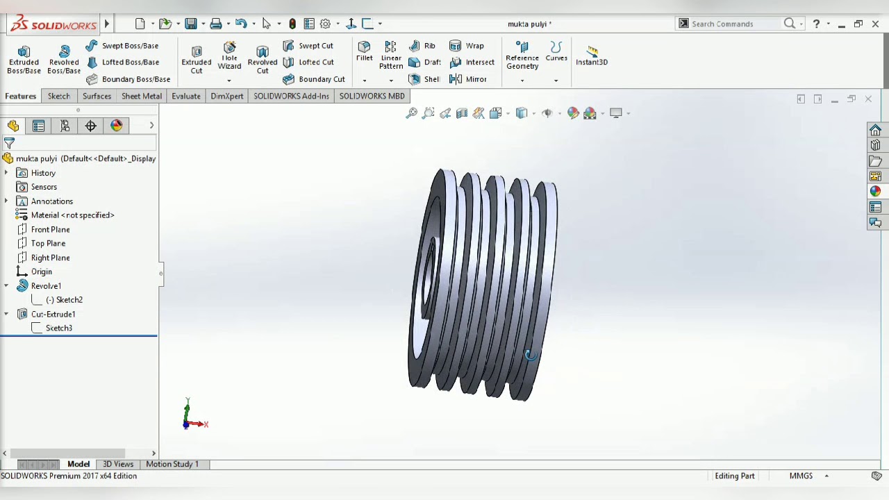 Puliya drawing 3D in solid work - YouTube