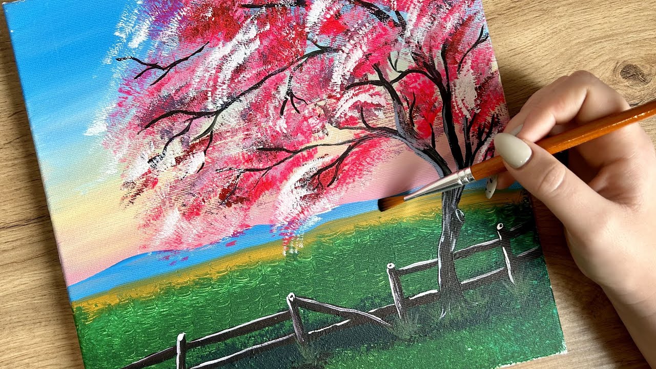 Spring Painting | Cherry Blossom Painting | Acrylic Painting for ...