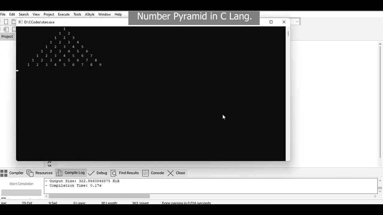 C Language Program To Generate Number Pyramid Using For Loop YouTube C Language Program To Generate Number Pyramid Using For Loop YouTube