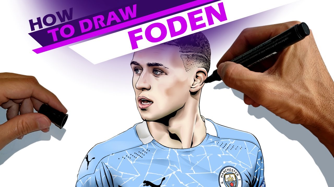 Phil Foden, Premier League Manchester City player - How to draw - YouTube