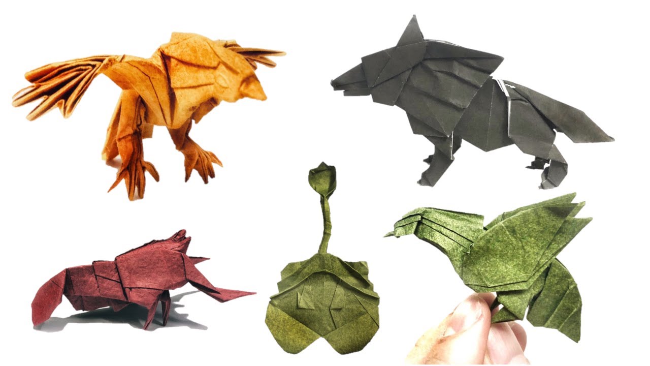 Origami Timelapse - Cabbage , Hawk , Prawn , Wolf , Bird - YouTube