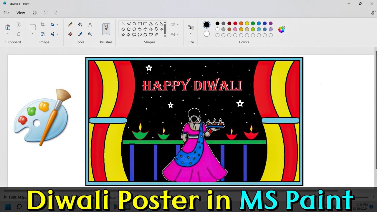 Happy Diwali Editing in MS Paint 🧨 MS Paint Diwali Poster Editing | #happydiwali - YouTube