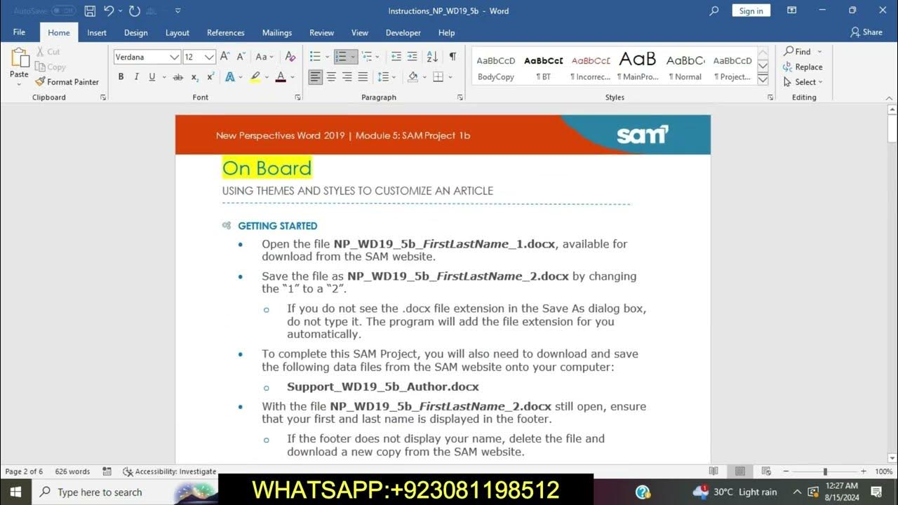Word 2019 Module 5 SAM Project 1b | NP_WD19_5b | Module 5 SAM Project ...