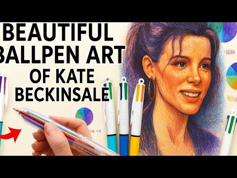 Beautiful Ballpen Drawing of Kate Beckinsale Tutorial on how I draw ...