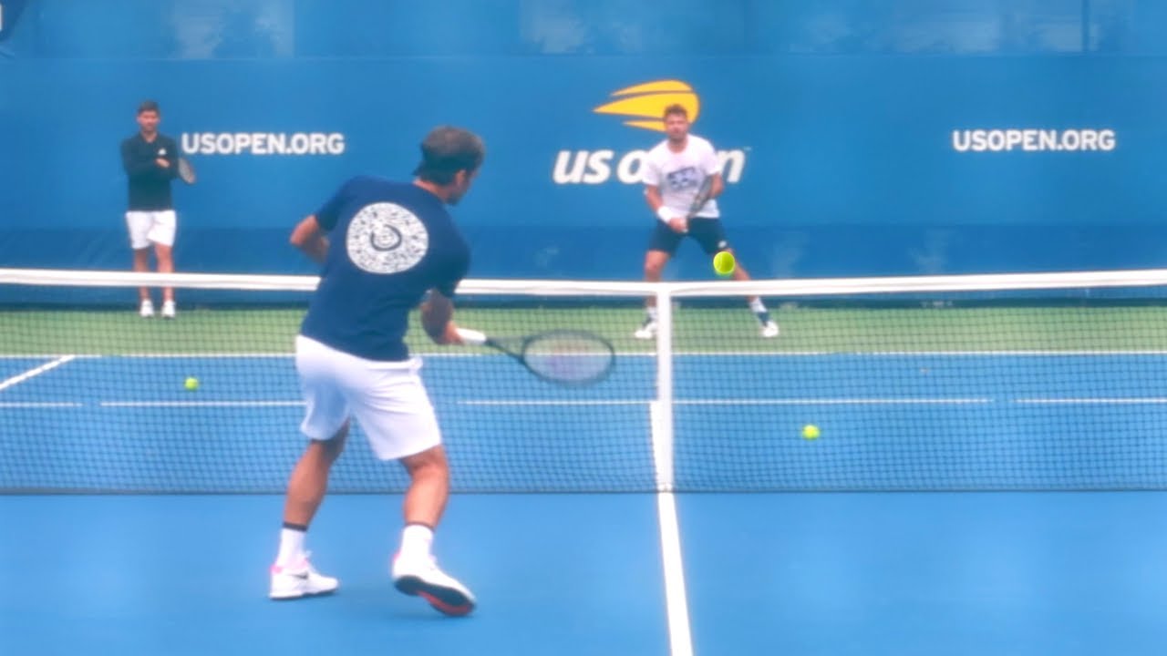 Roger Federer Volley Practice Court Level View - ATP Tennis Training ...