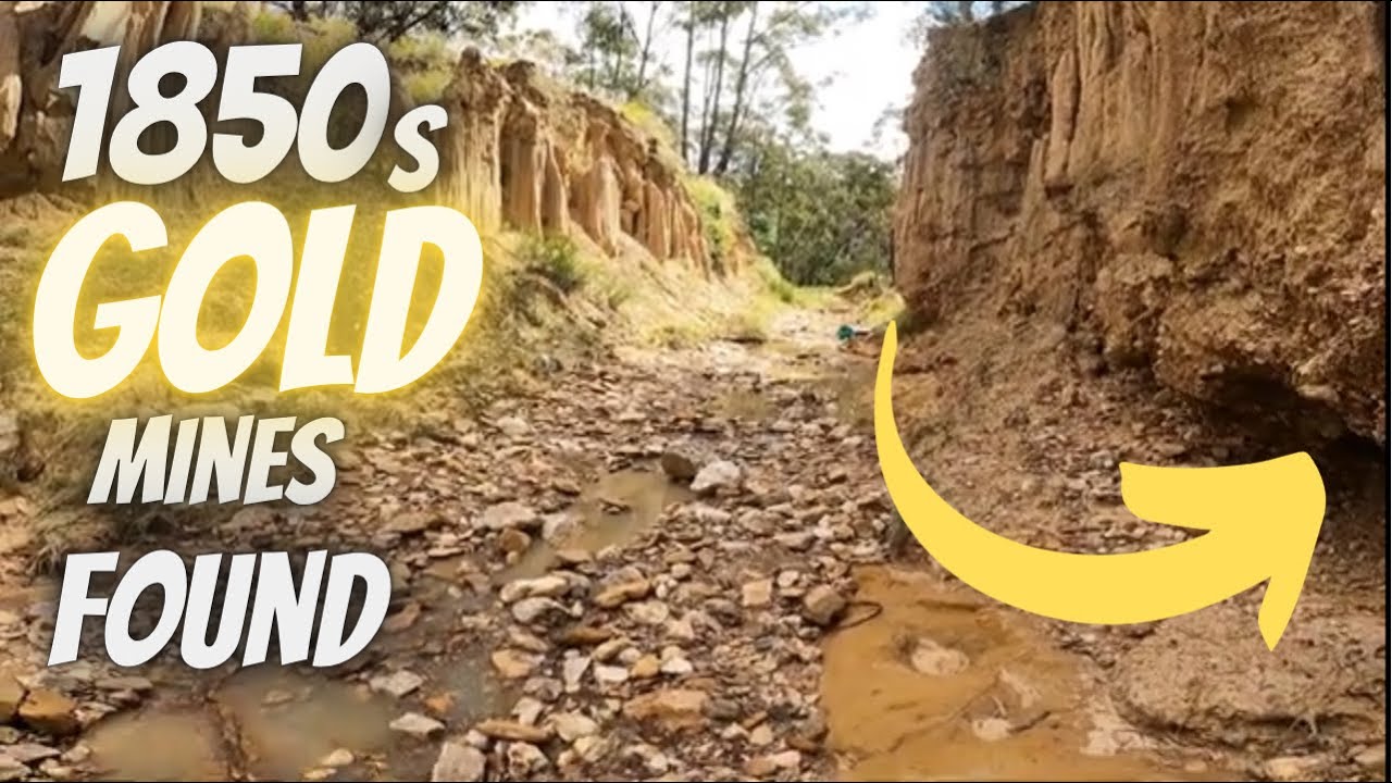 1850s old Gold mine's exposed in the creek beds Plus some chunky Gold ...