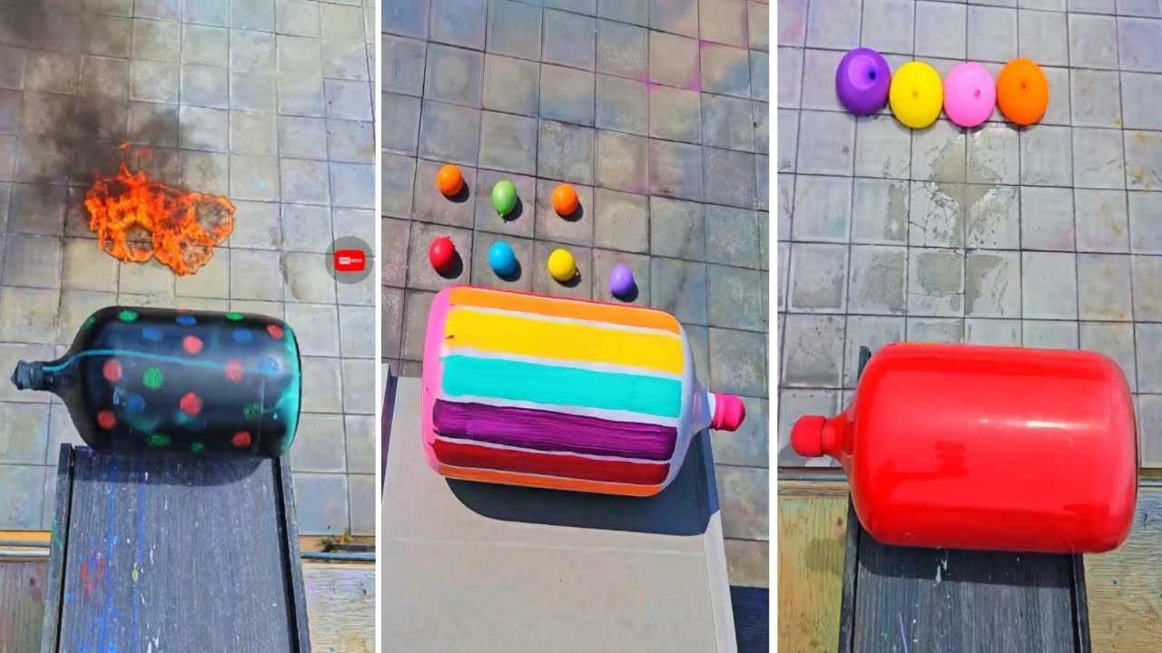 🎈Breaking Colourful Water Balloons | Balloons Drop From Roof 💥💫 - YouTube