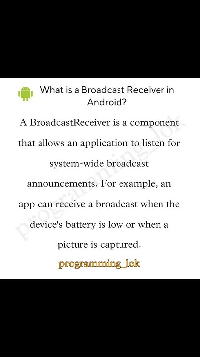 Broadcast Receiver in Android #codinglife #fluttercoding #java #android #interview #question # ...
