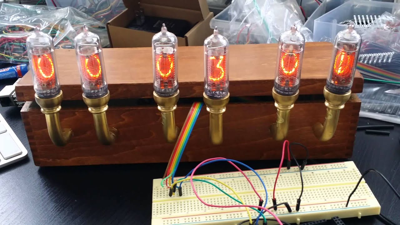 Test of nixie 6 tube board - YouTube