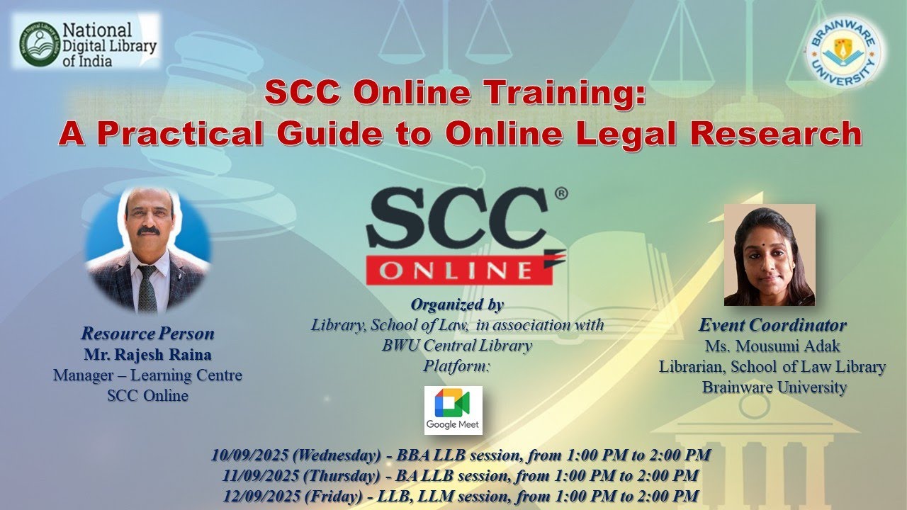 SCC Online Training: A Practical Guide to Online Legal Research - YouTube