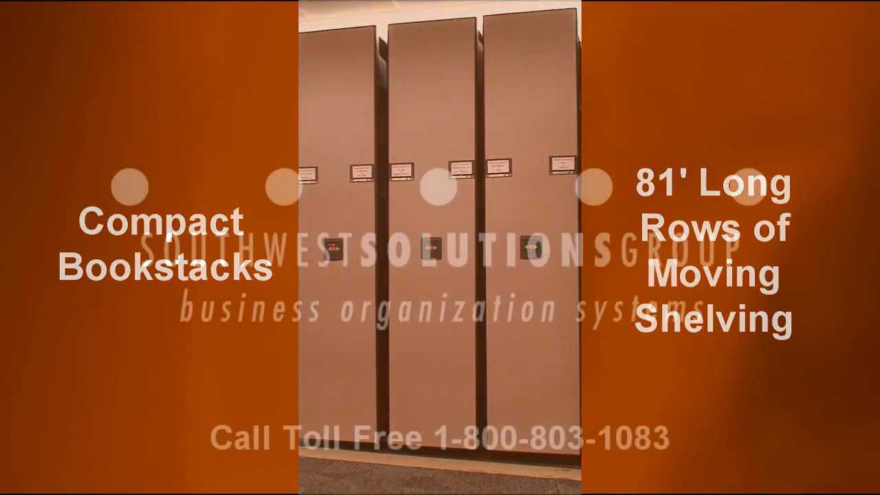 University Library Compact Book Stack Shelving Moving on Rails in ...