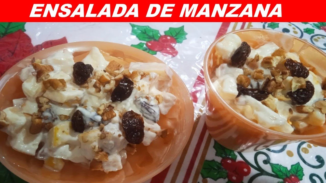 Como hacer ENSALADA DE MANZANA Cremosa con piña lechera y crema muy ...