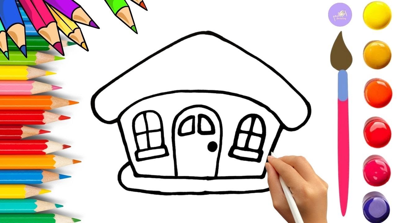 How To Draw cute House Drawing, Painting & Coloring For Kids and ...
