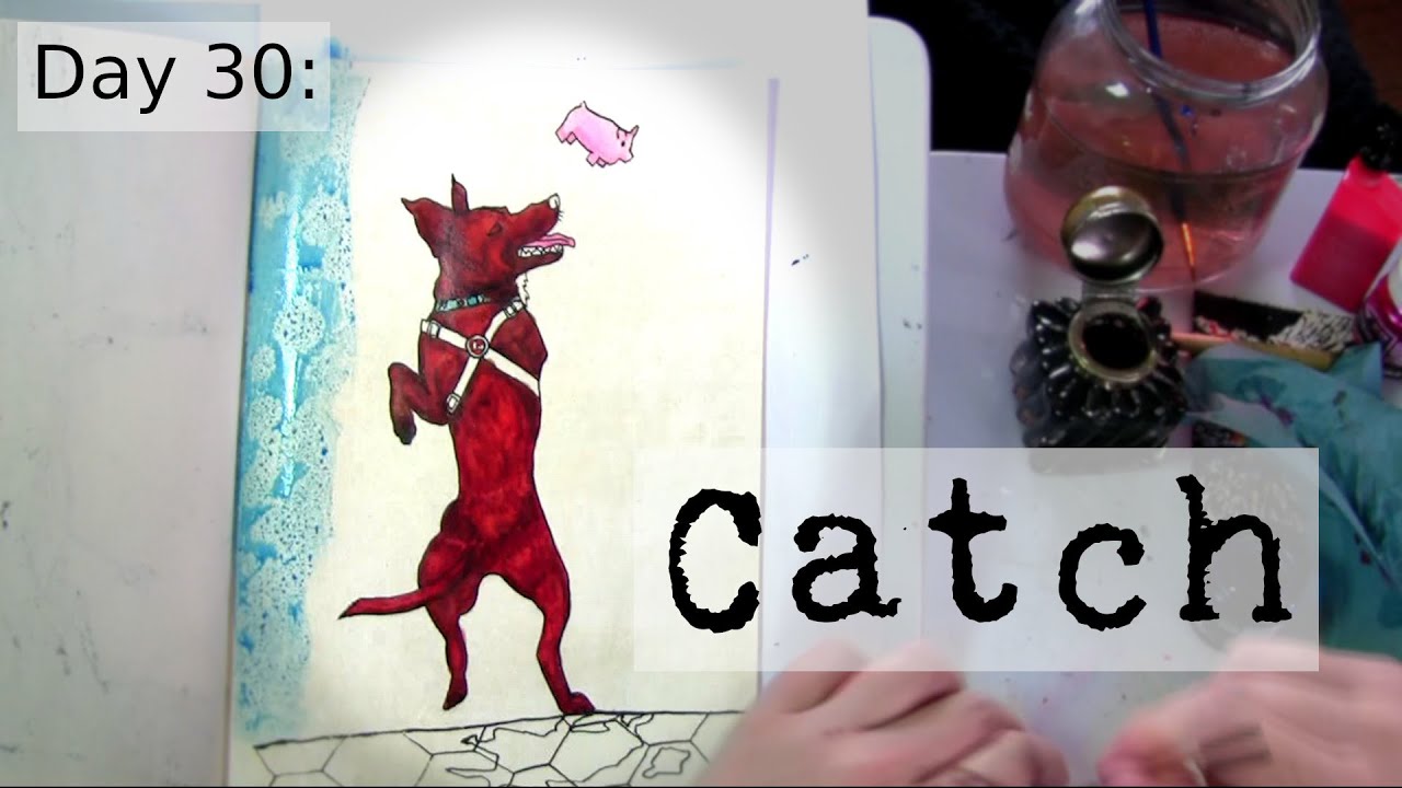 Inktober 2019 Day Thirty (Catch) Illustration Timelapse - YouTube