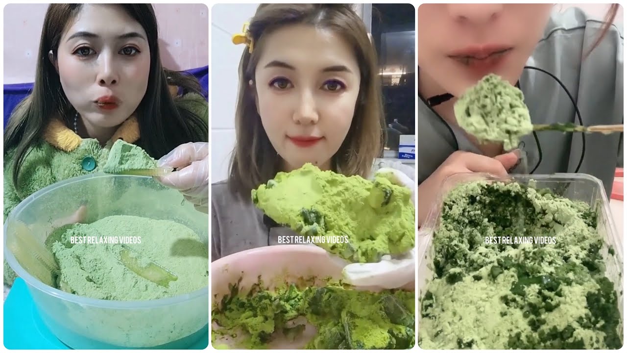 [ASMR] AMAZING 😋 MATCHA PASTE EATING 🍵 & HEAVY MATCHA ICE EATING BY ...