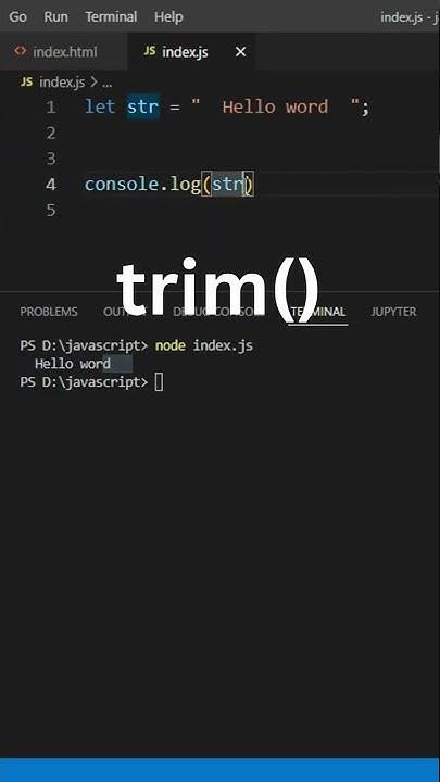 string remove space using trim() #javascript - YouTube