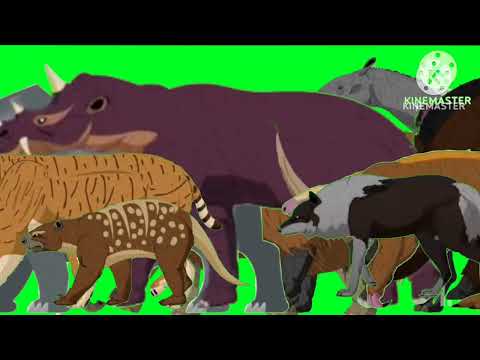 Cenozoic beasts stampede green screen