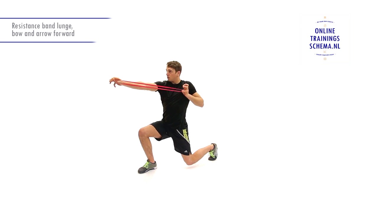 Lunge, bow and arrow forward Resistance band - YouTube