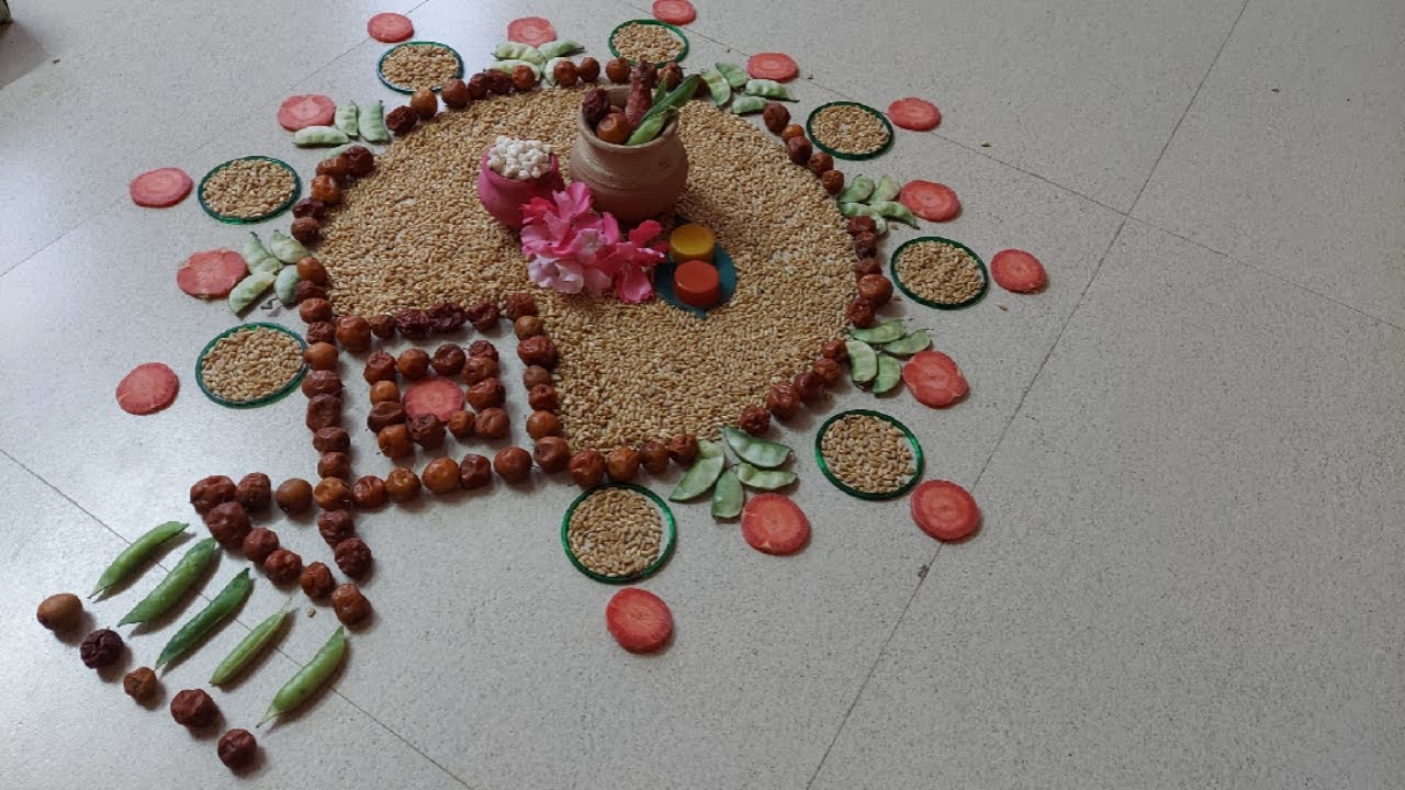 easy and attractive rangoli for Sankranti |Haldi kumkum program special ...