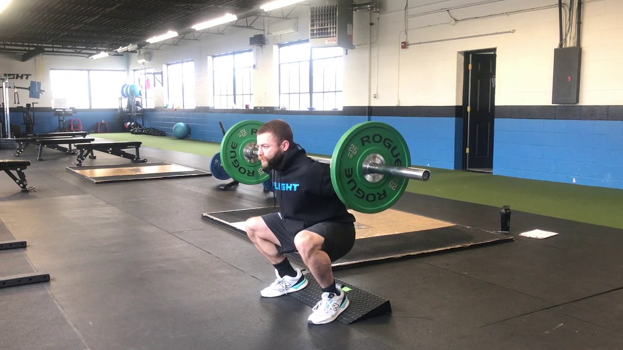 Heels Elevated Barbell Back Squat - YouTube