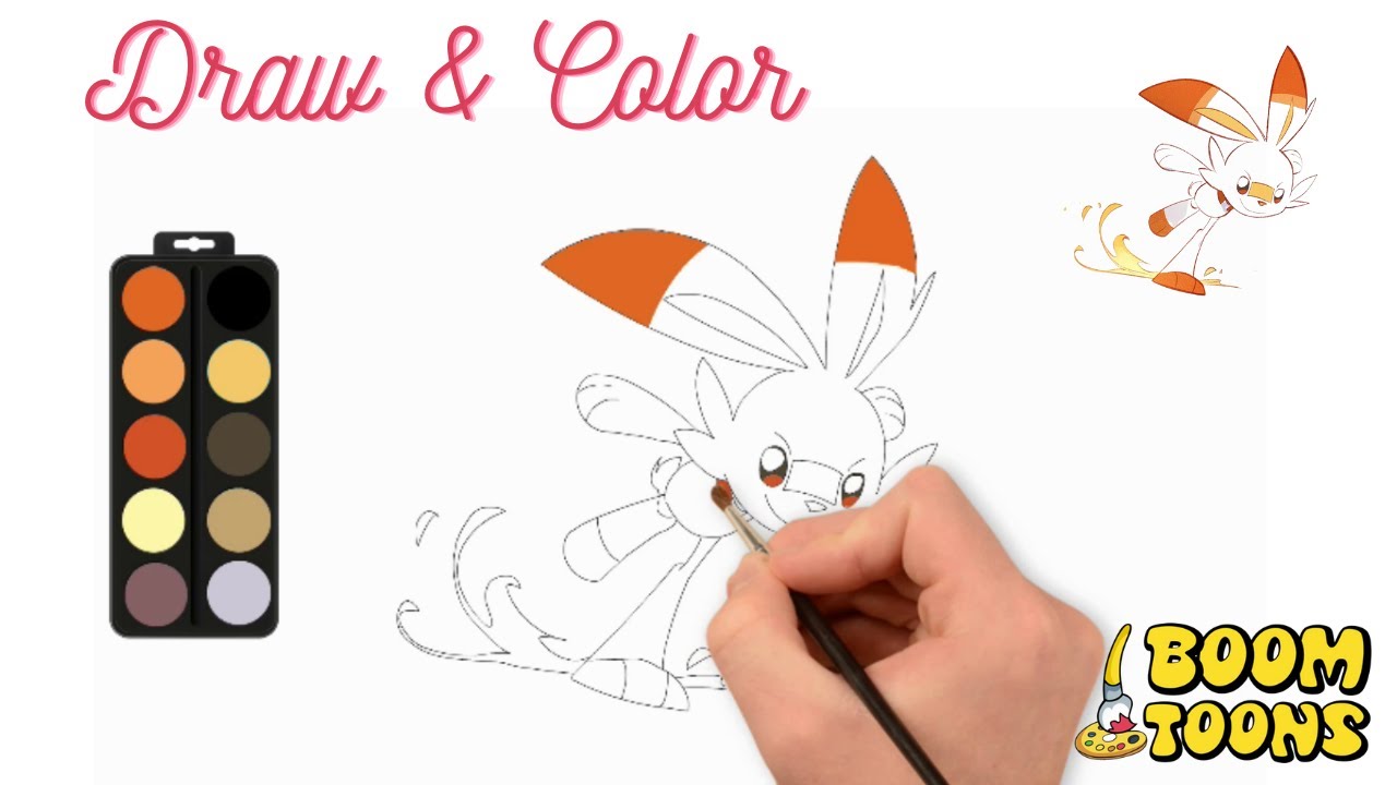 SCORBUNNY from POKEMON 😍 Learn to Draw & Color SCORBUNNY ️🧡💛💚💙💜 Fun ...