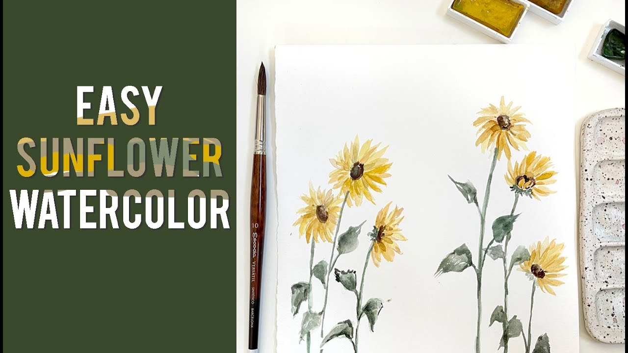Sunflowers Watercolor Step by Step Tutorial | Beginner Loose Watercolor ...