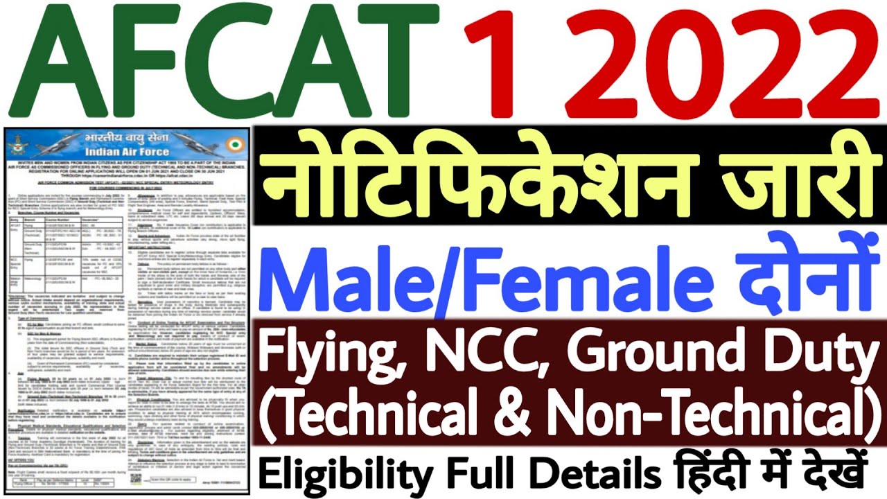 AFCAT 1 Notification 2022 Out! | AFCAT 1 2022 Online Form | AFCAT 1 ...