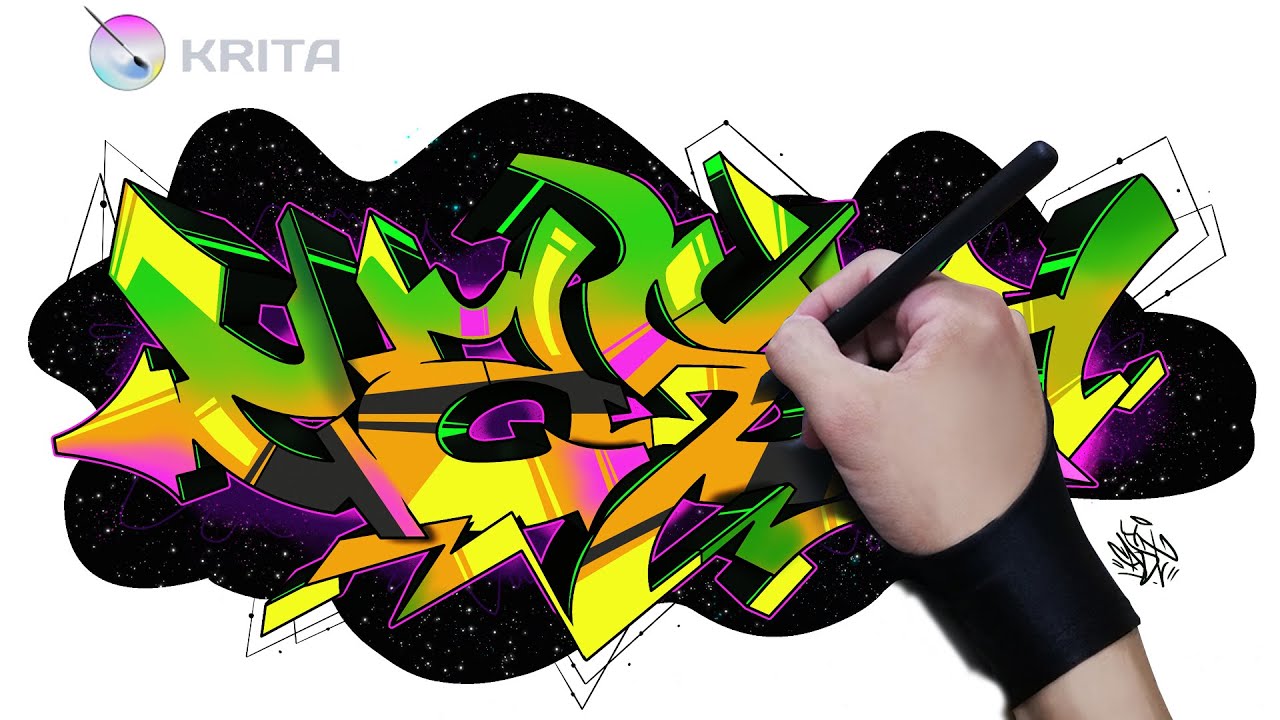 GRAFFITI IN #KRITA (SPEEDPAINT) 3 - YouTube