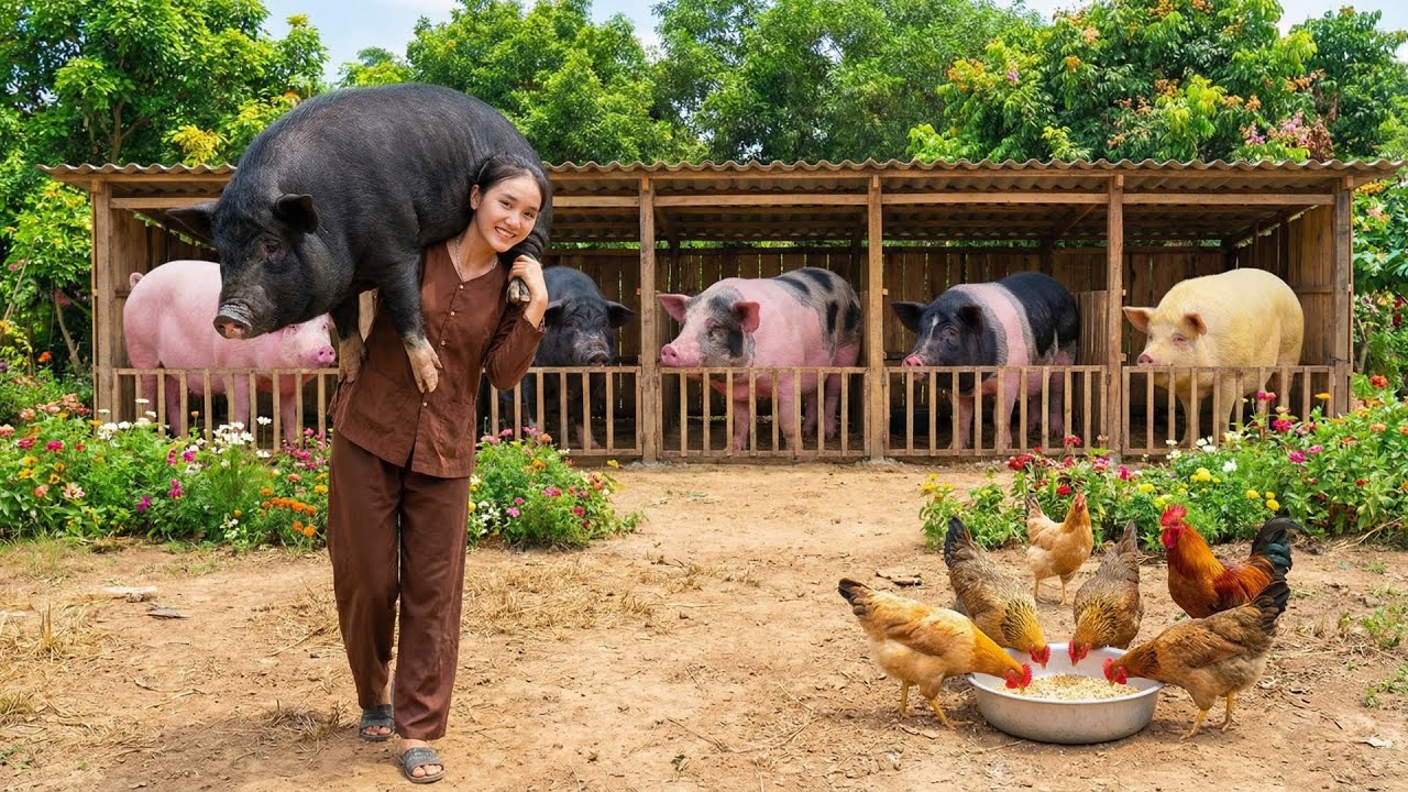 Capturing a Giant 250kg Pig from the Pen to Sell at the Market | Living ...