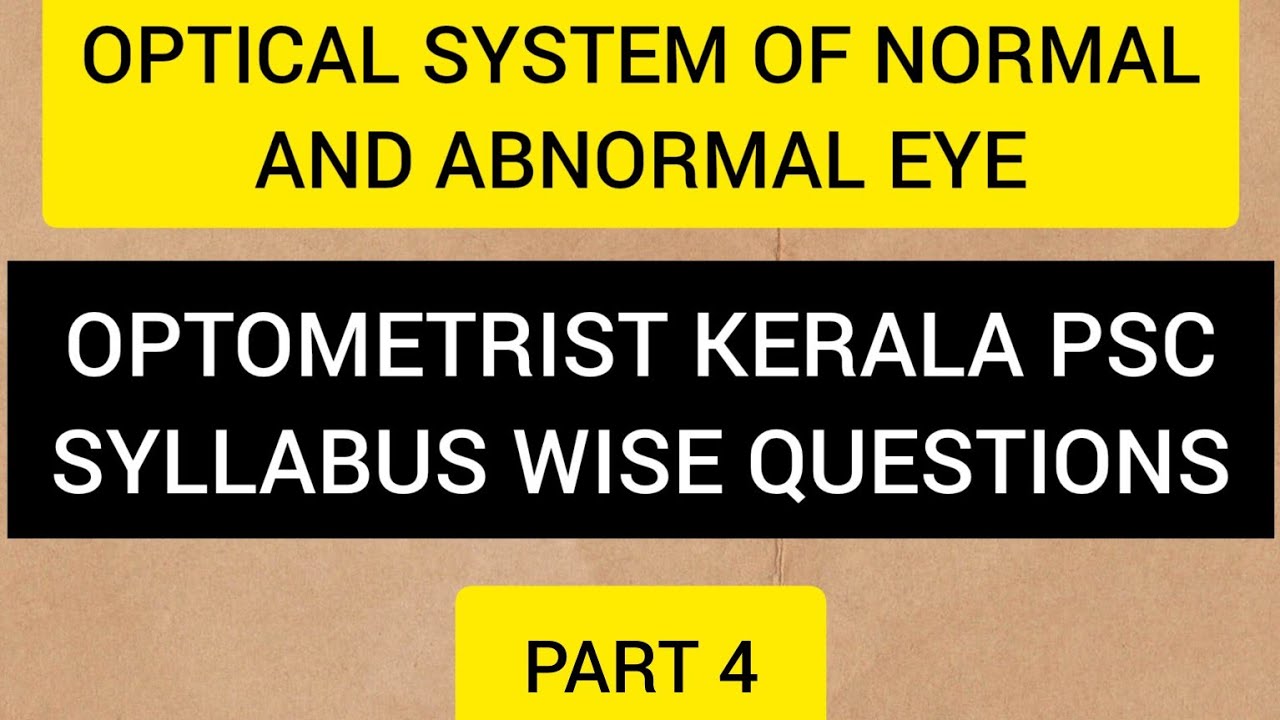 Optometry psc syllabus wise questions - YouTube