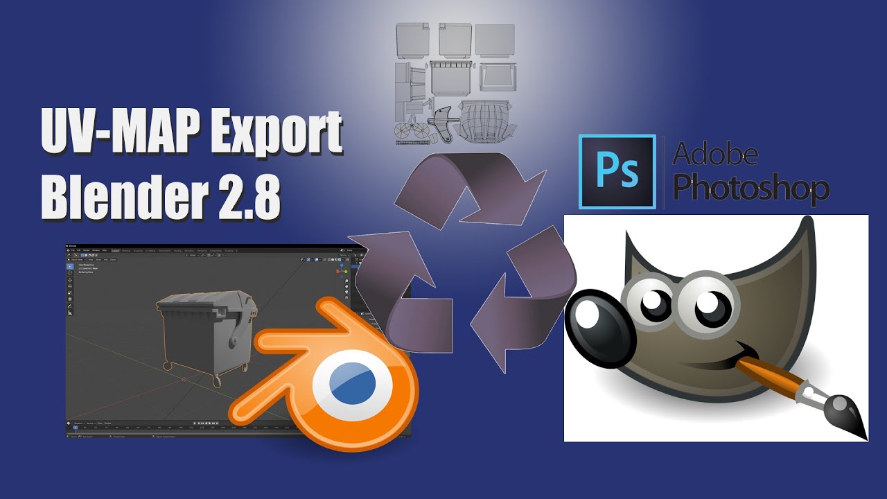 Blender 2.8 - uv map export und Textur Zuweisung - YouTube