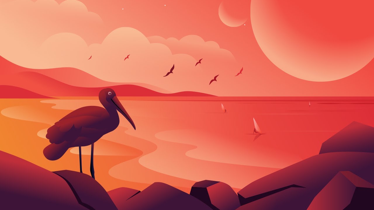 Sea Beach landscape vector illustration | Adobe Illustrator Tutorial ...