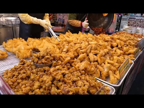 ¡Pollo frito crujiente y delicioso! - Comida callejera coreana