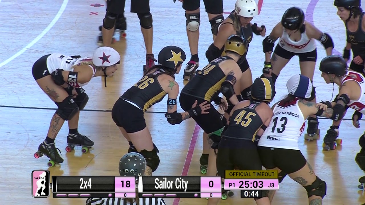 2018 WFTDA Playoffs - A Coruña Game 4: 2x4 Roller Derby v Sailor City Rollers - YouTube