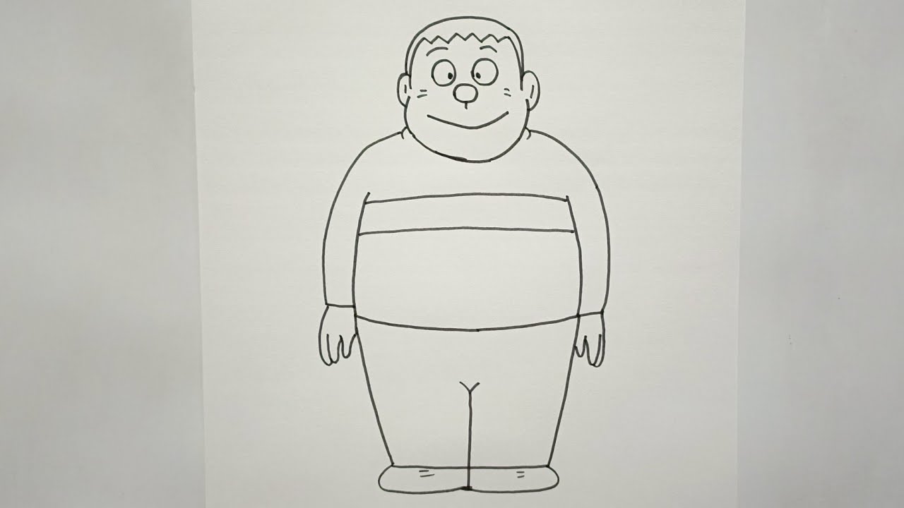 How to Draw Gian from Doraemon - step by step | Drawing | Sketch - YouTube