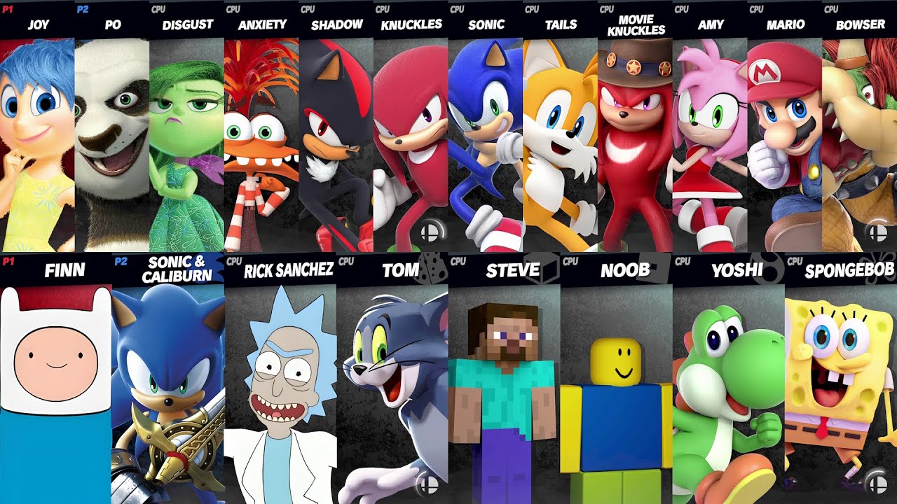 Sonic vs Mario vs Yoshi vs Bowser vs Finn vs Rick vs Sonic and Caliburn ...