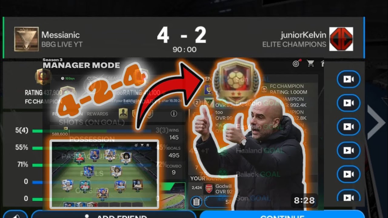 How to win every match in Fc mobile manager mode with this pro tactics ...