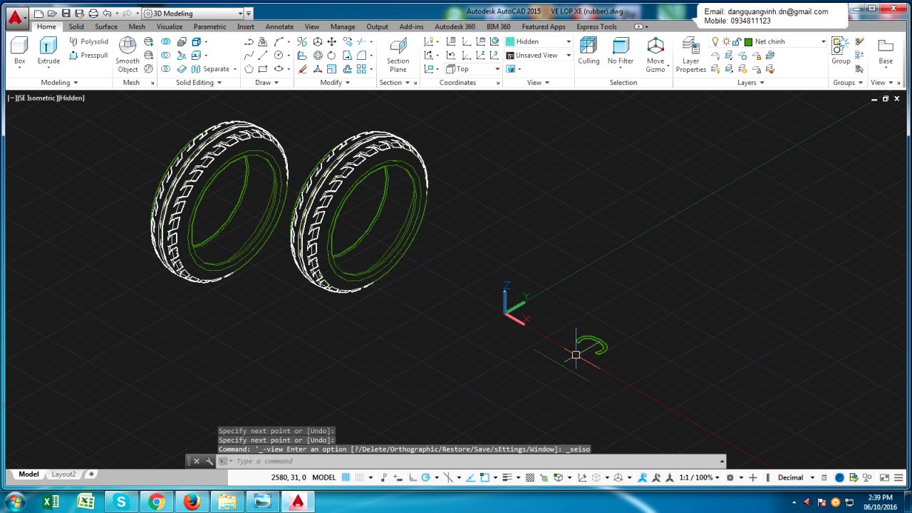3D modelling Tire in AutoCAD - YouTube
