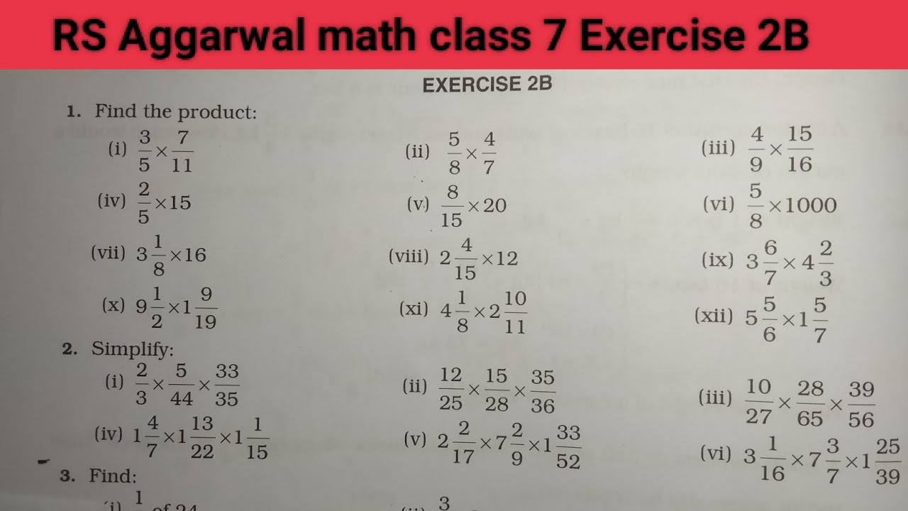 RS Aggarwal math class 7 exercise 2B ।। Class 7 exercise 2B RS Aggarwal ...