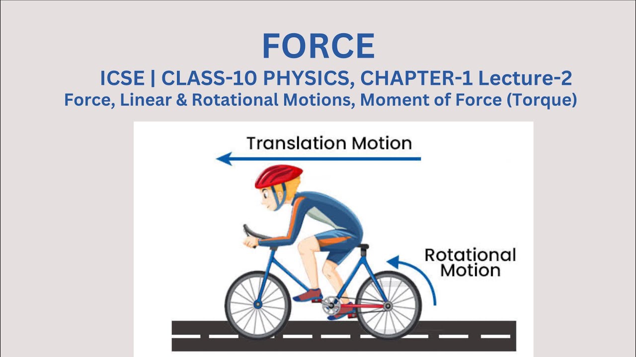Physics class 10 | ICSE Board | Force chapter 1, Lecture-2| Linear & Rotational Motion |Torque ...