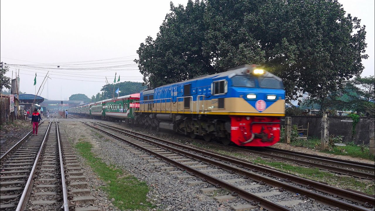 Rangpur Express Train pulled by EMD 3027 GT38ACL Locomotive left Dhaka ...