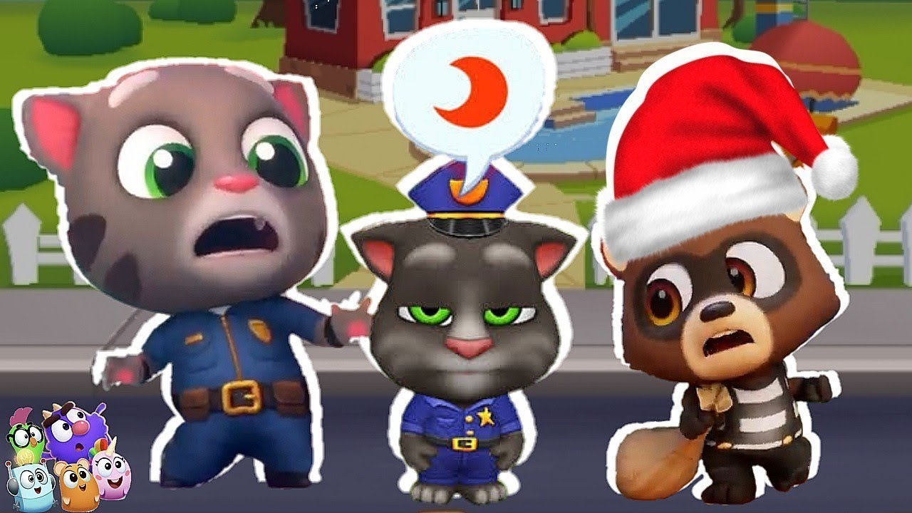 Talking Tom Gold Run vs My Talking Tom Friends Christmas Officer Tom vs ...